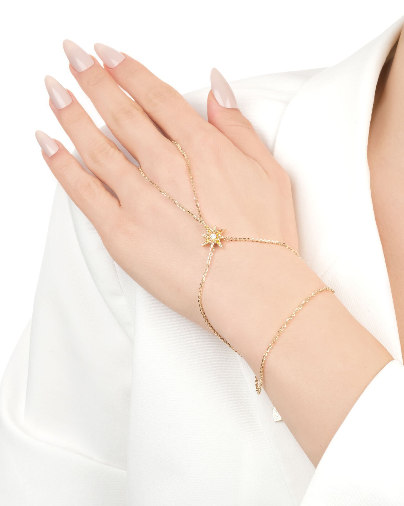 EMA 14 Ayar Altın Citrin Taşlı Kutup Yıldızı Şahmeran